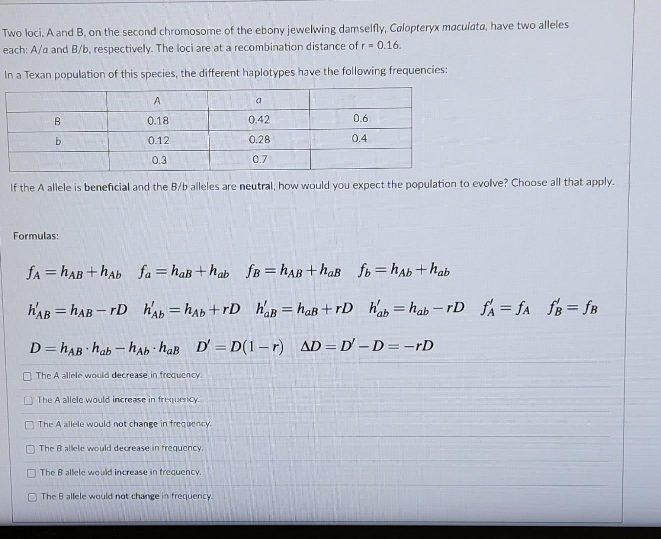 Solved Two loci, A and B, on the second chromosome of the | Chegg.com