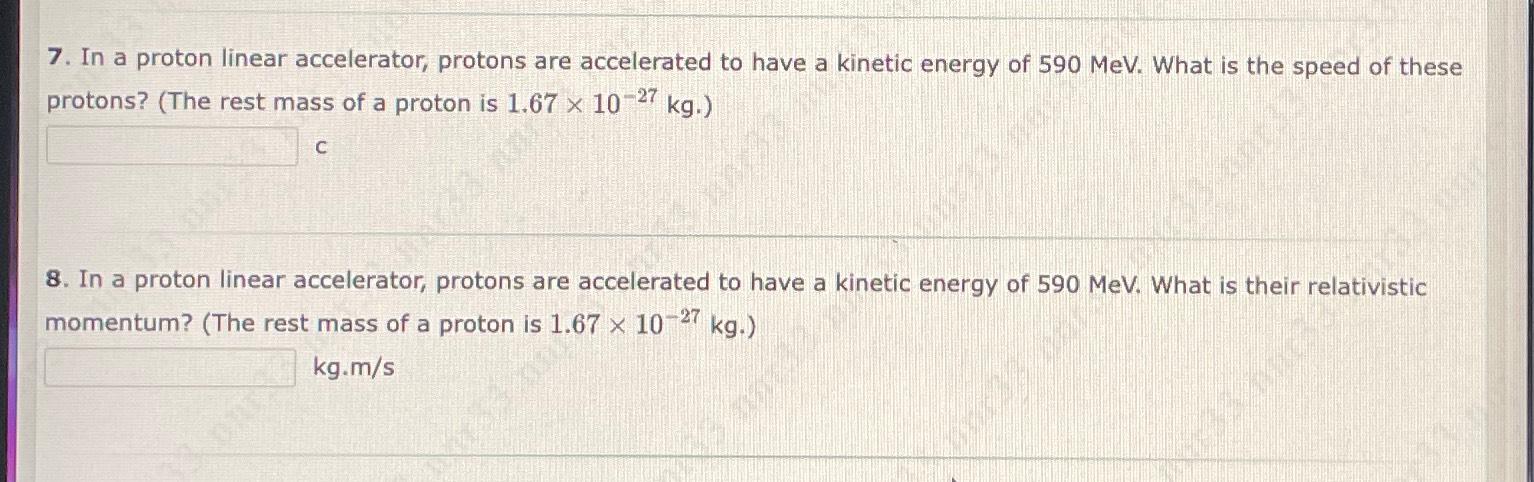 Solved In a proton linear accelerator, protons are | Chegg.com