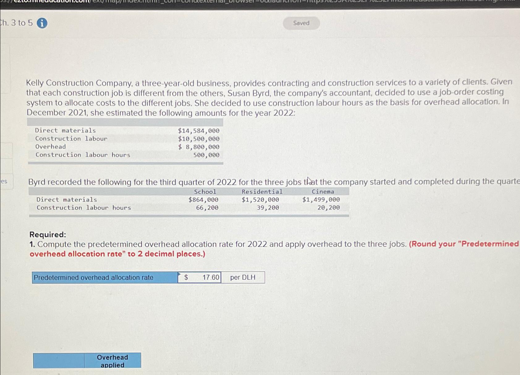 Solved ch. 3 ﻿to 5Kelly Construction Company, a | Chegg.com