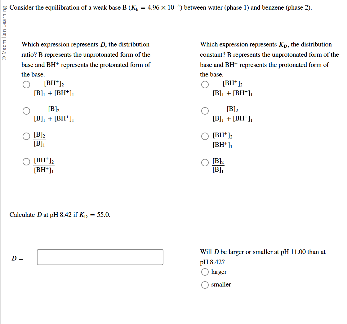 Solved Consider the equilibration of a weak base B | Chegg.com