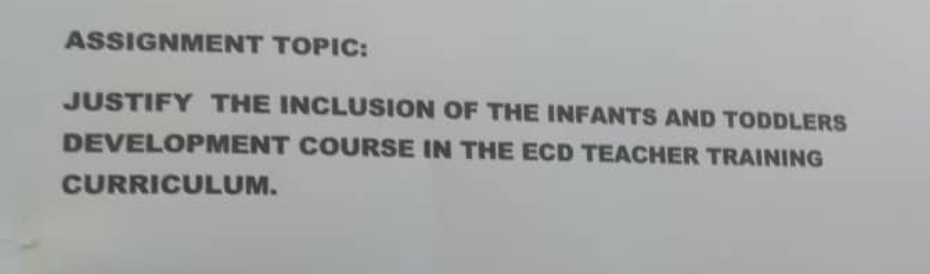 Solved ASSIGNMENT TOPIC:JUSTIFY THE INCLUSION OF THE INFANTS | Chegg.com