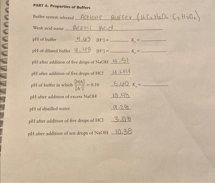 Buffer system selected Acetate Buffer (HC2H3O2⋅C2 | Chegg.com