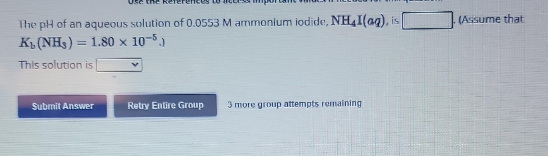 Solved The pH of an aqueous solution of 0.0553M ammonium | Chegg.com