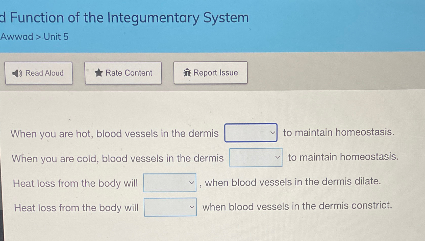 Solved d Function of the Integumentary SystemAwwad > ﻿Unit | Chegg.com