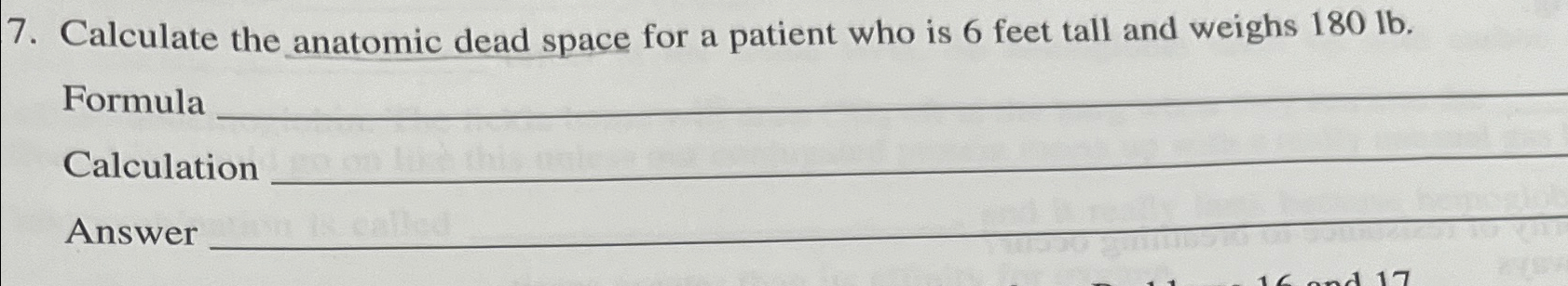 Solved Calculate the anatomic dead space for a patient who | Chegg.com