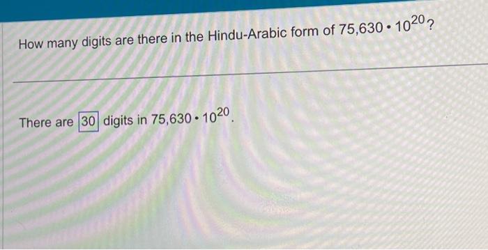 Solved How many digits are there in the Hindu-Arabic form of | Chegg.com