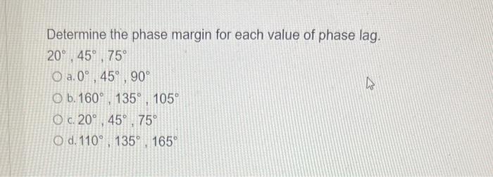 Solved Determine The Phase Margin For Each Value Of Phase