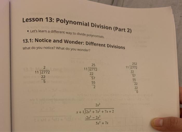 Solved Lesson 13: Polynomial Division (Part 2) • Let's learn | Chegg.com