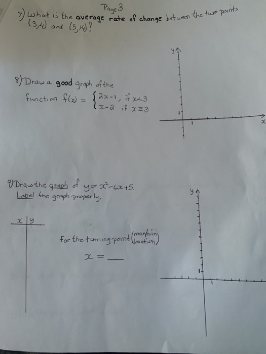 Solved Page 3 7 What is the average rate of change between | Chegg.com