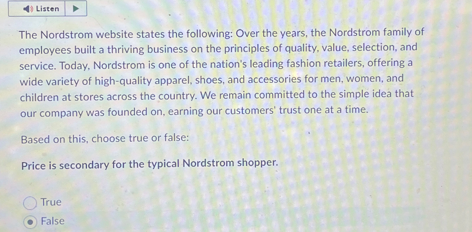 Solved The Nordstrom website states the following: Over the | Chegg.com