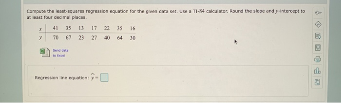 Solved Compute The Least Squares Regression Equation For The 