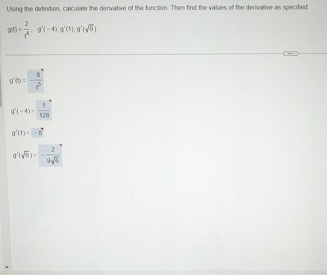 Solved Using the definition, calculate the derivative of the | Chegg.com