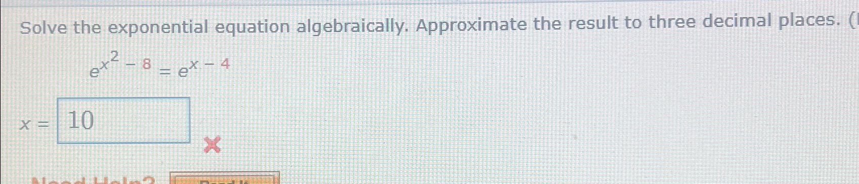 Solved Solve the exponential equation algebraically. | Chegg.com