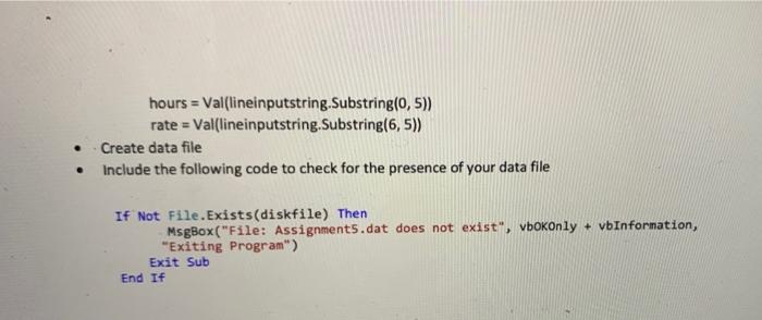 Solved Create a Windows Application that will read in a data | Chegg.com
