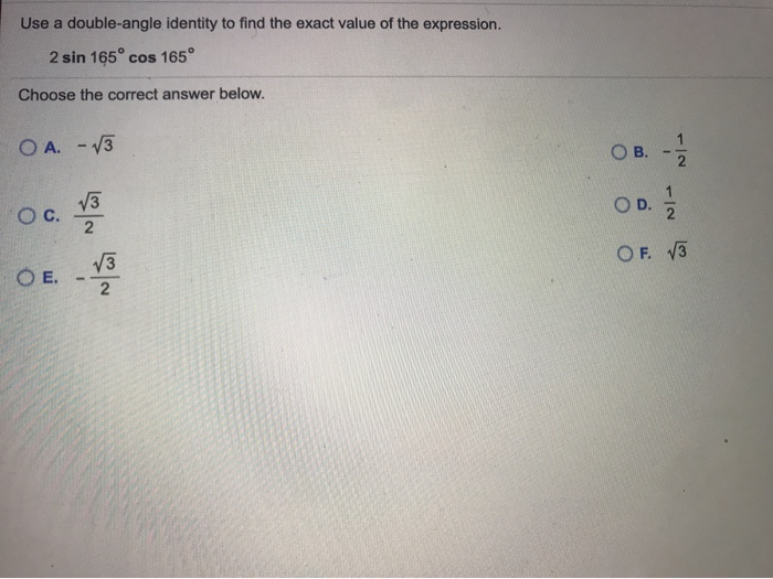 Solved Use a double-angle identity to find the exact value | Chegg.com