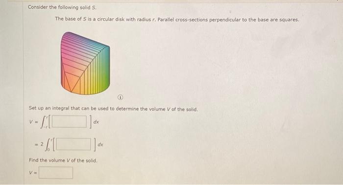 Solved The base of S is a circular disk with radius r. | Chegg.com