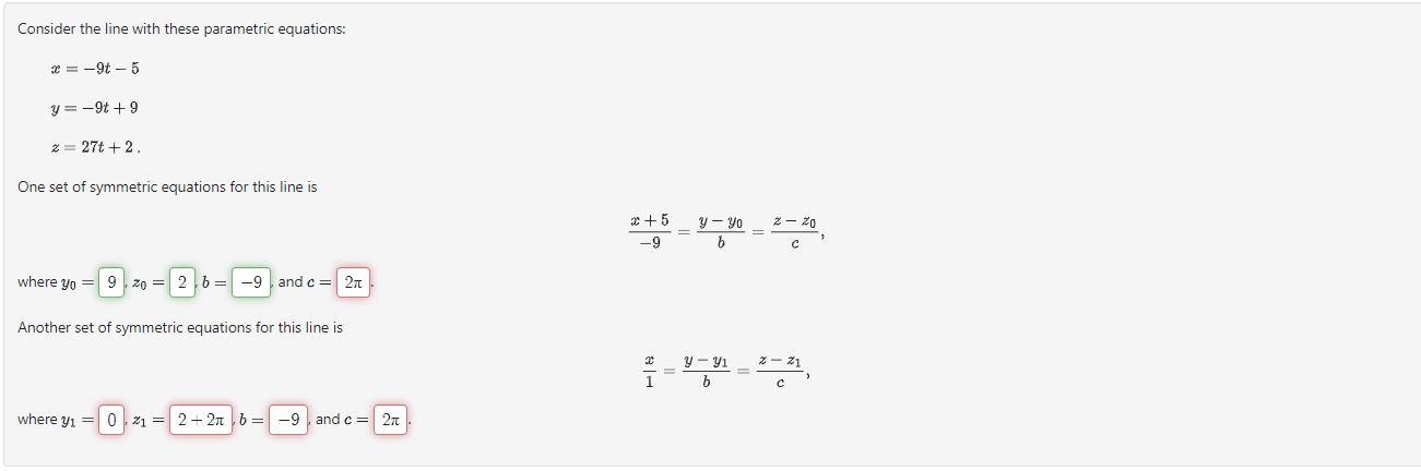 Solved Consider the line with these parametric | Chegg.com