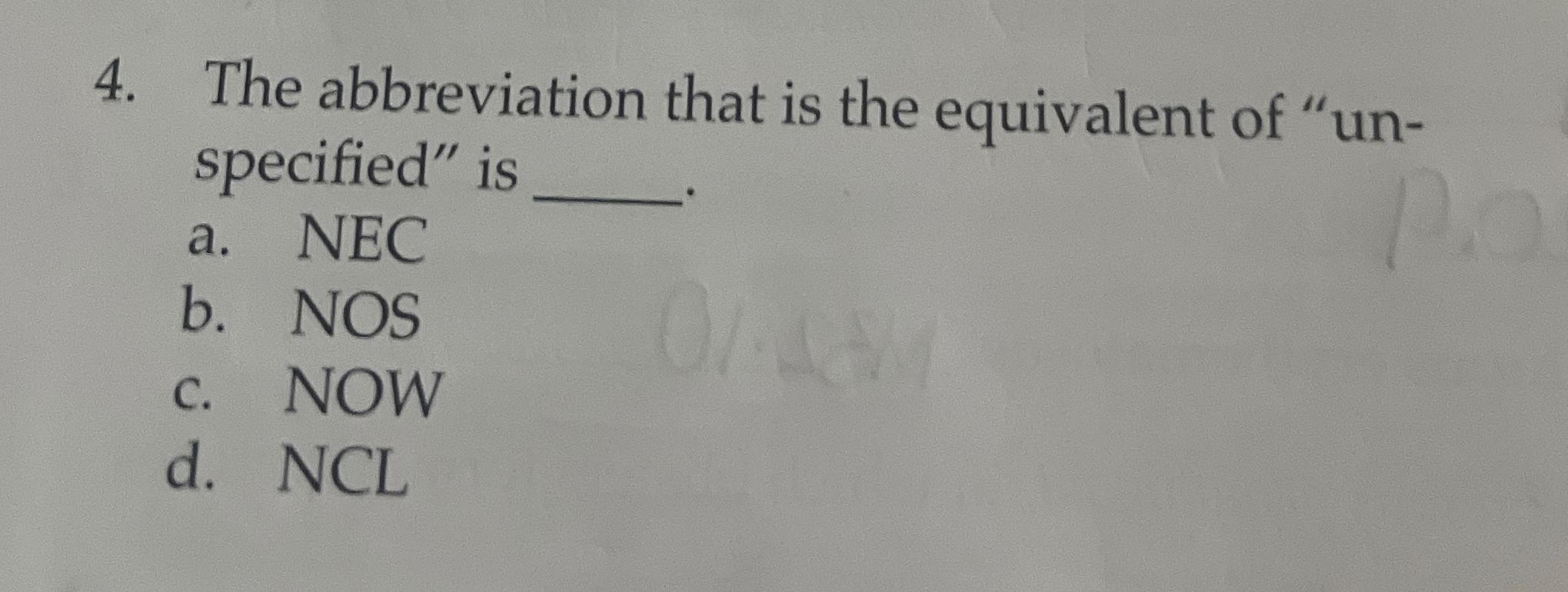 Solved The abbreviation that is the equivalent of | Chegg.com