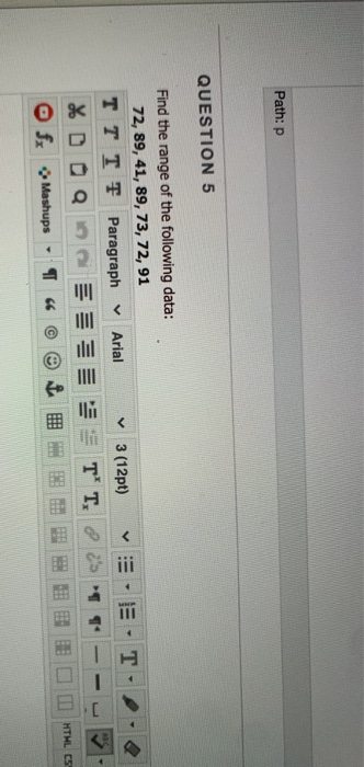 Solved Path: P QUESTION 5 V III T Find the range of the | Chegg.com