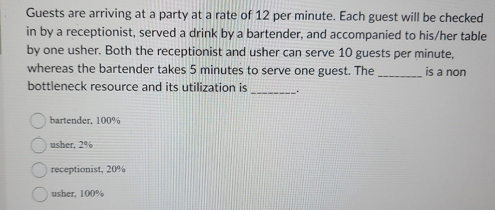Solved Guests are arriving at a party at a rate of 12 per | Chegg.com