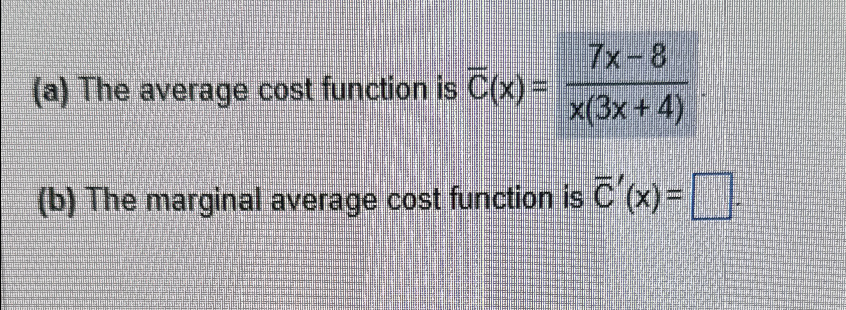 Solved (a) ﻿The average cost function is | Chegg.com
