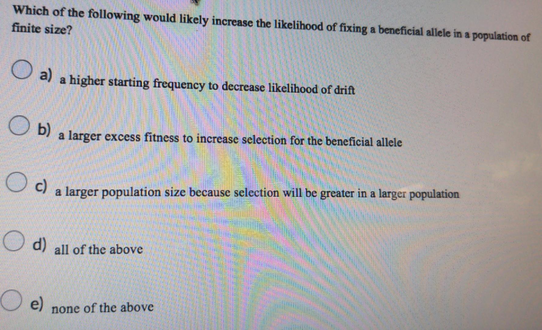 Solved Which of the following would likely increase the | Chegg.com