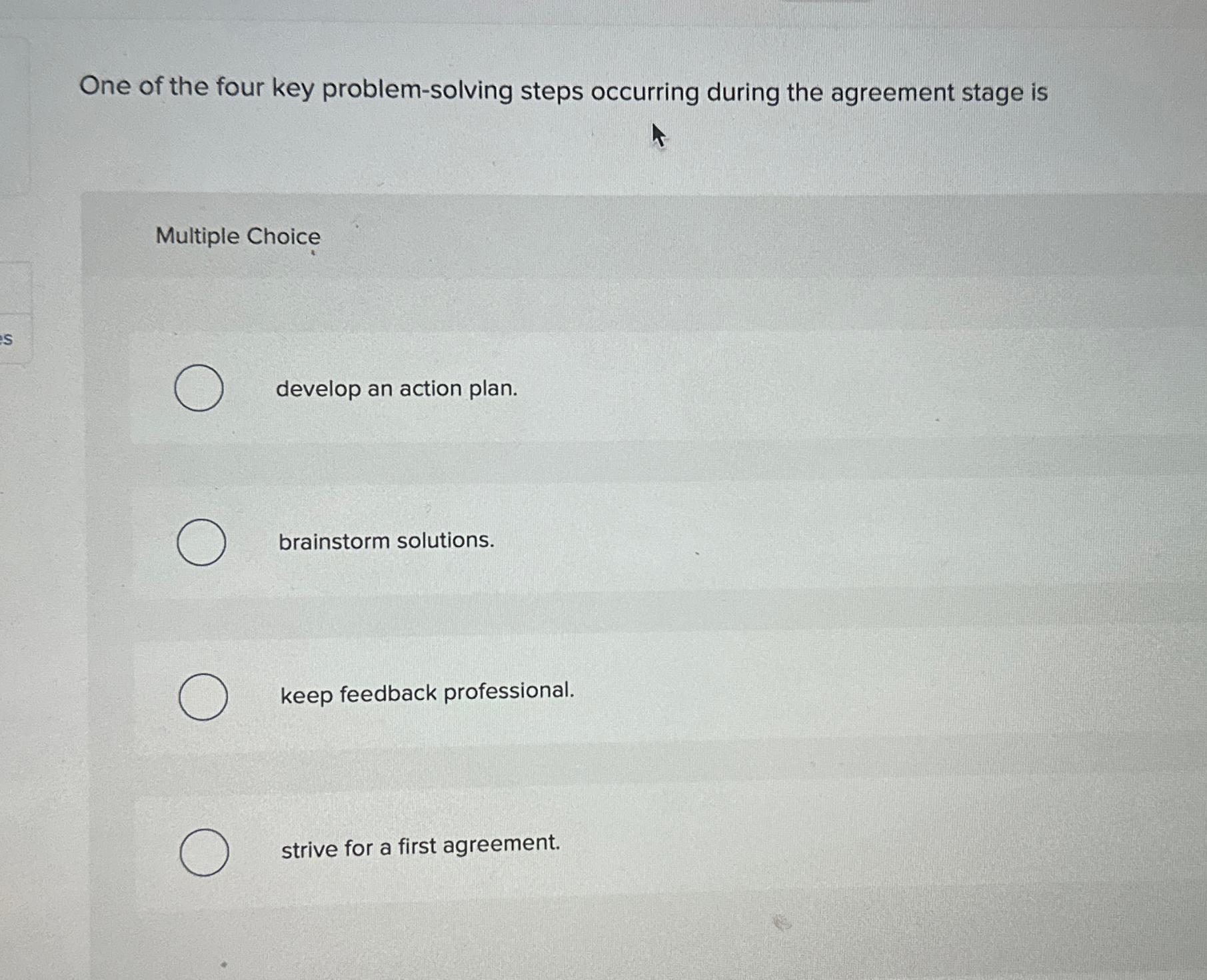 Solved One of the four key problem-solving steps occurring | Chegg.com