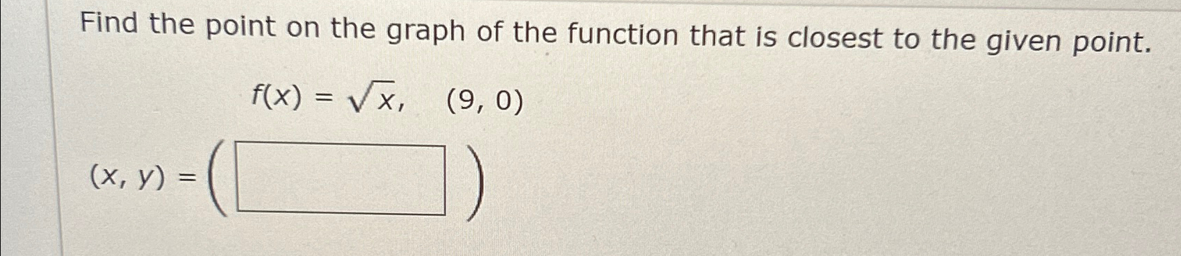 Solved Find the point on the graph of the function that is | Chegg.com