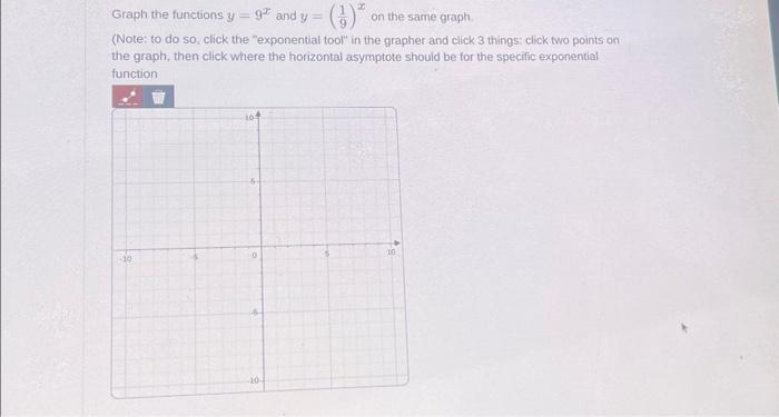 Solved Graph the functions y=9x and y=(91)x on the same | Chegg.com