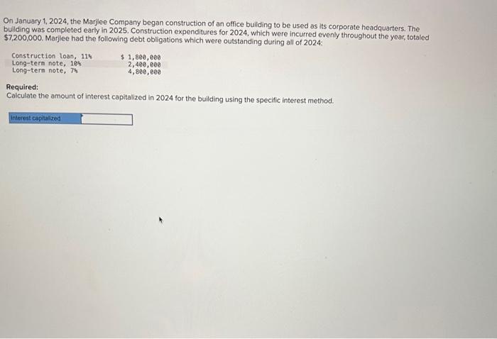 Solved On January 1, 2024, the Marilee Company began | Chegg.com