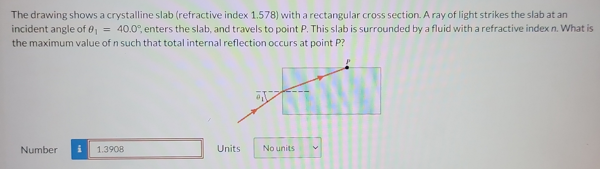 Solved The drawing shows a crystalline slab (refractive | Chegg.com