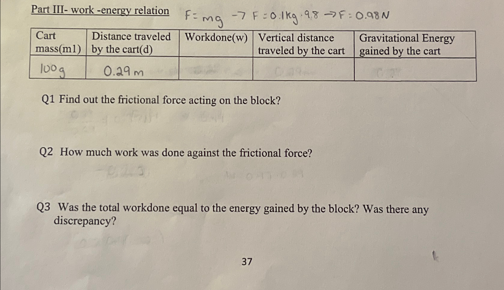 Solved Part III- ﻿work -energy | Chegg.com