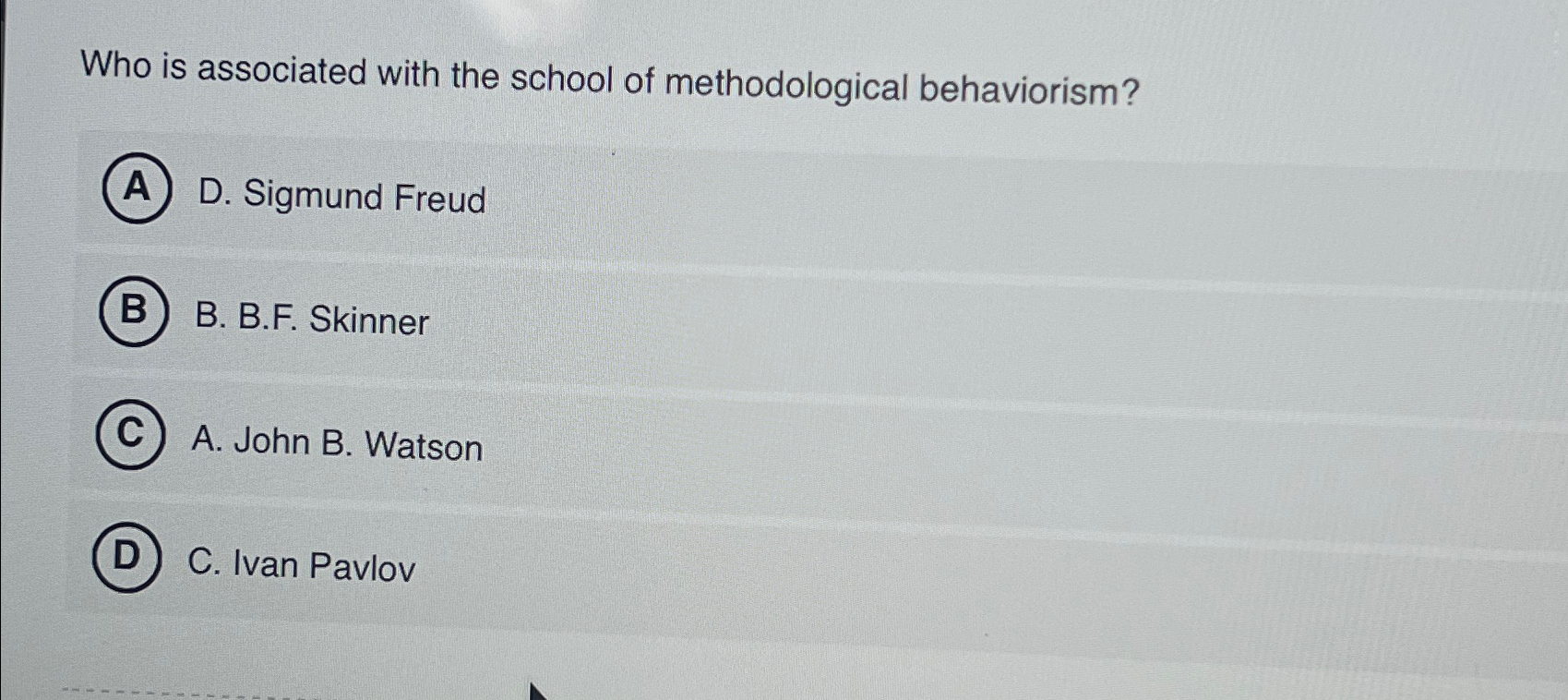 Solved Who is associated with the school of methodological | Chegg.com