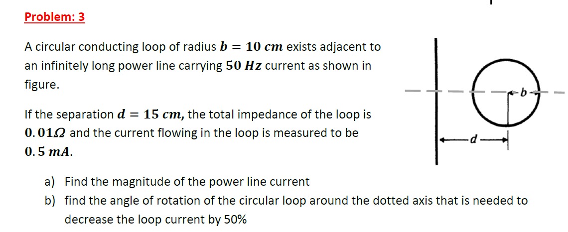 Solved Problem: 3A circular conducting loop of radius b=10cm | Chegg.com