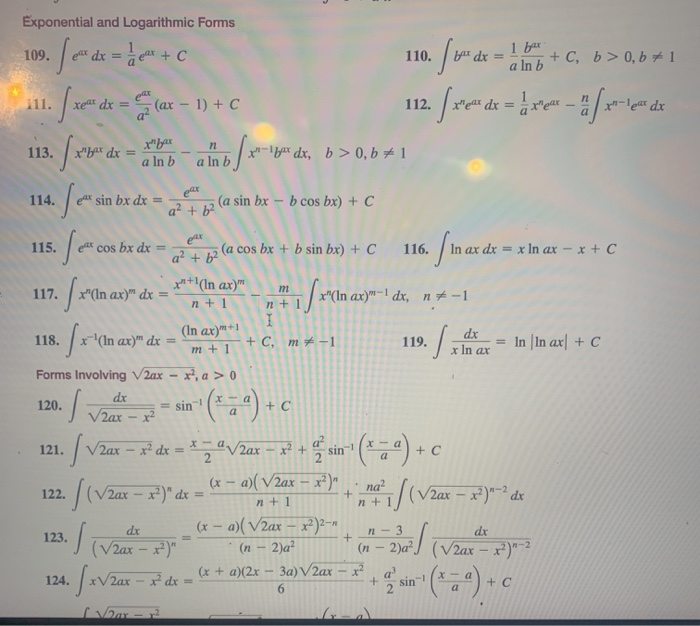 Solved Use an integration formula from the table to evaluate | Chegg.com