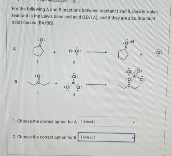 Solved For the following A and B reactions between reactant | Chegg.com