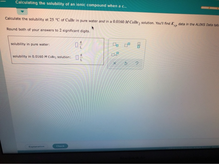 Solved Calculating the solubility of an ionic compound when | Chegg.com