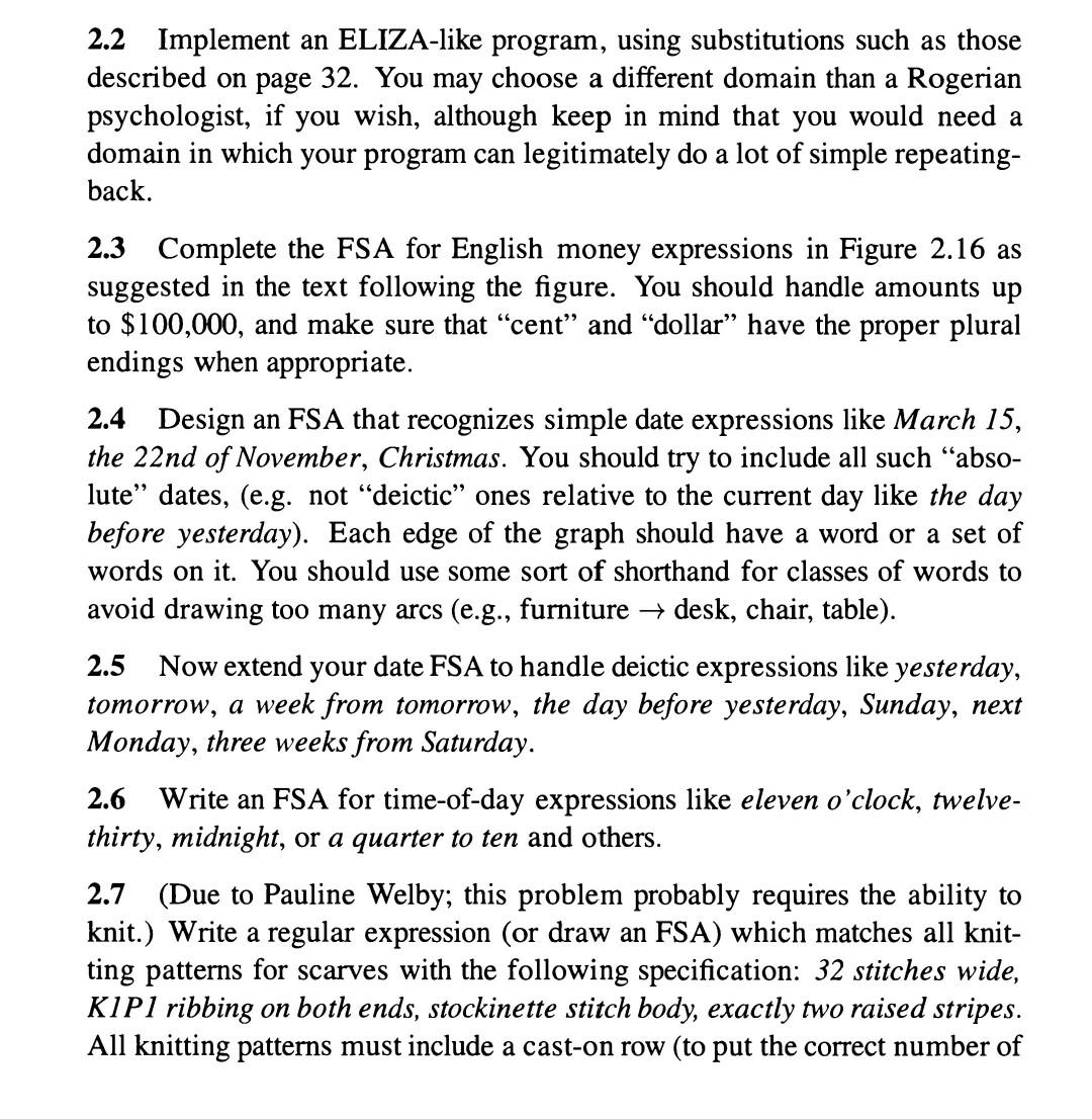 Solved 2.2 Implement an ELIZA-like program, using | Chegg.com