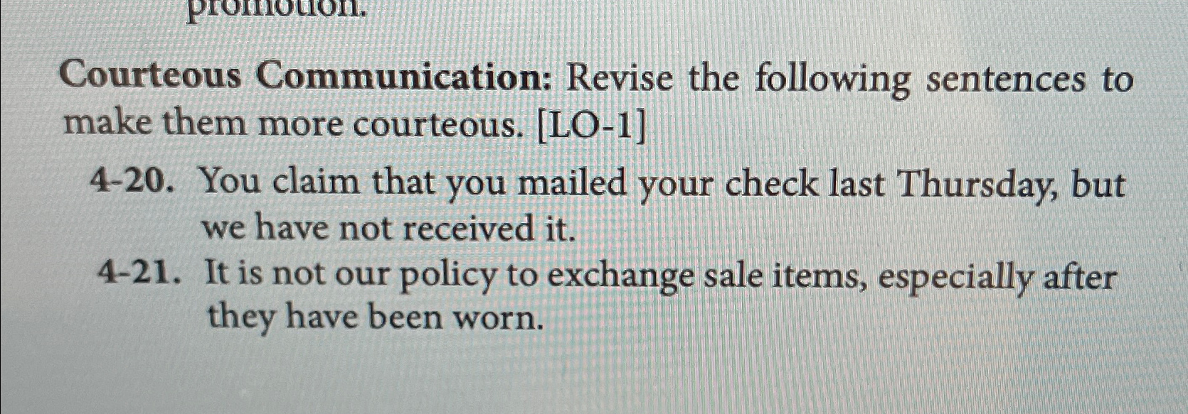 Solved Courteous Communication: Revise the following | Chegg.com