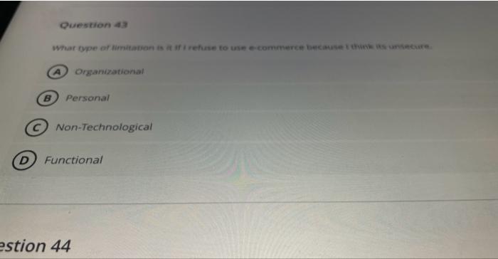 Solved Organizational Personal Non-Technological Functional | Chegg.com