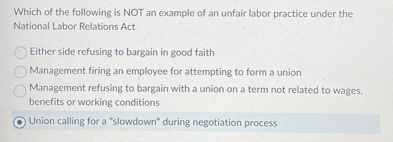 Solved Which of the following is NOT an example of an unfair | Chegg.com