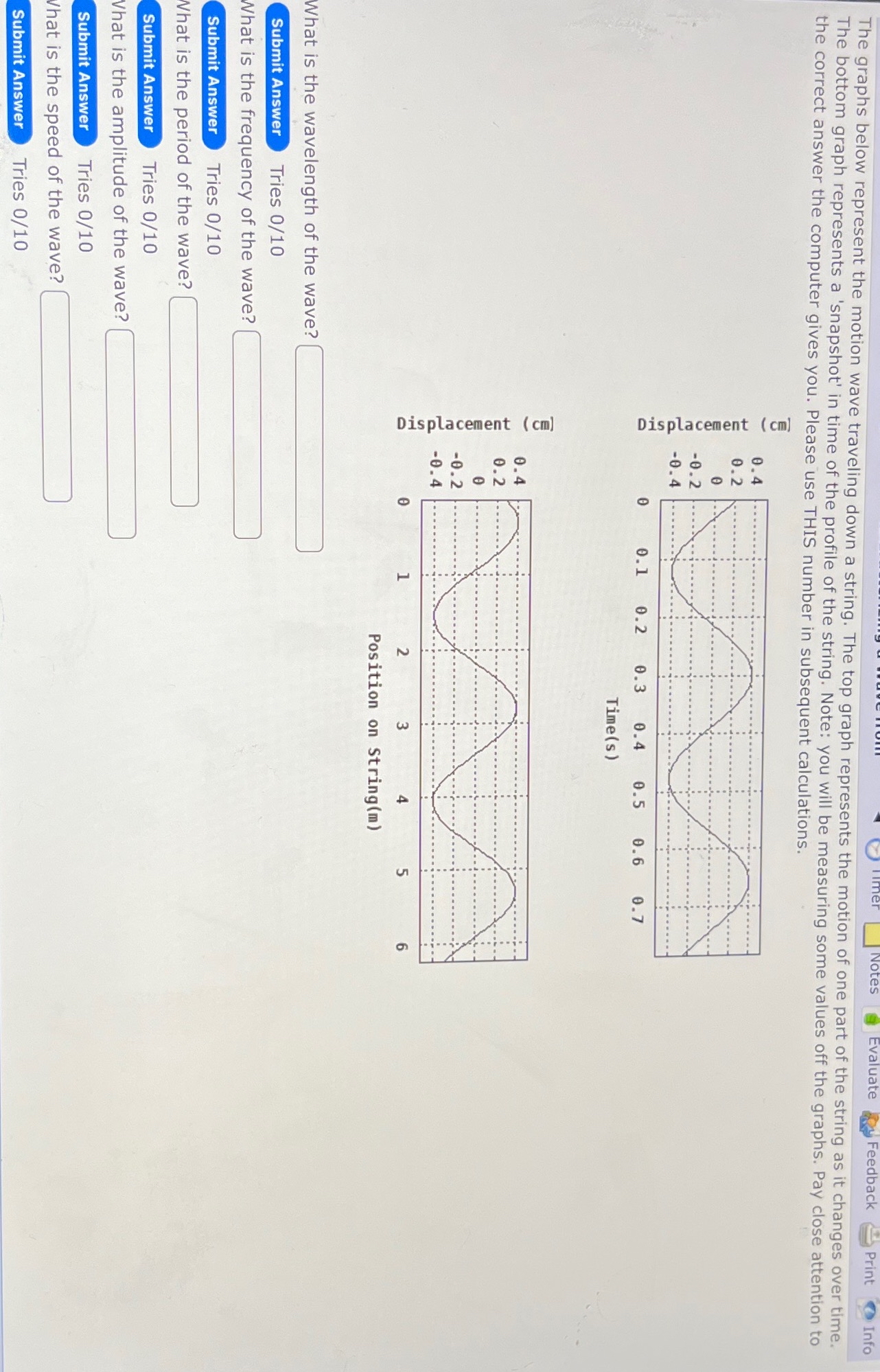 Solved The graphs below represent the motion wave traveling | Chegg.com