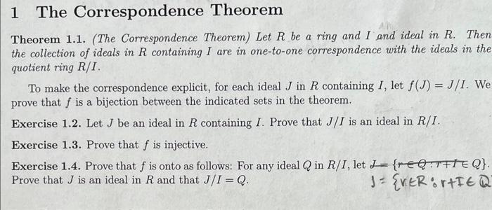 Solved 1 The Correspondence Theorem Theorem 1.1. (The | Chegg.com