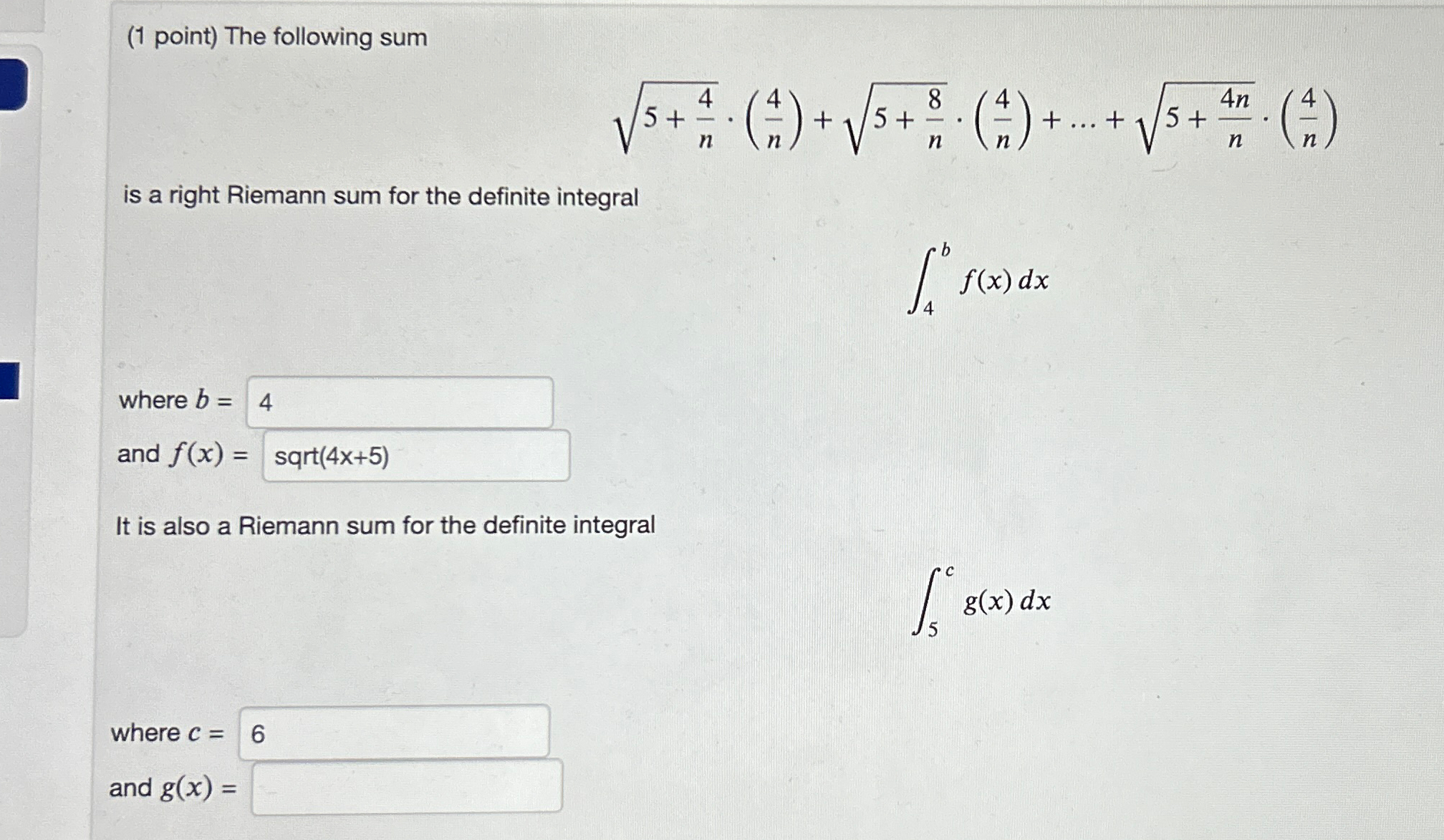 Solved (1 ﻿point) ﻿The following | Chegg.com