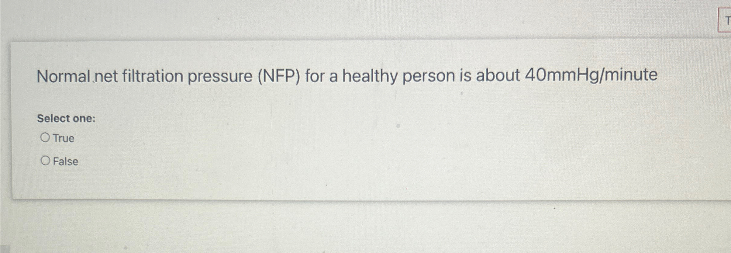 Solved Normal net filtration pressure (NFP) ﻿for a healthy | Chegg.com
