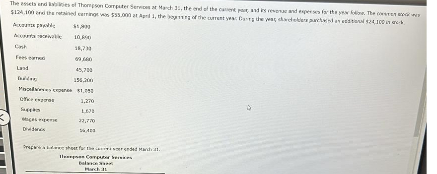 Solved The assets and liabilities of Thompson Computer | Chegg.com