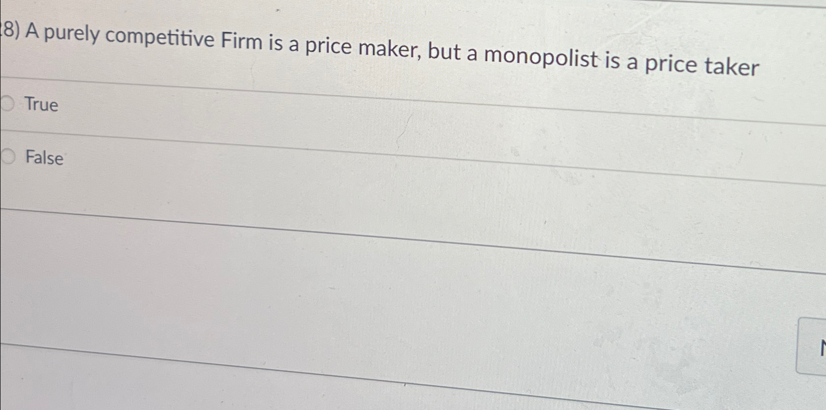 Solved A purely competitive Firm is a price maker, but a | Chegg.com