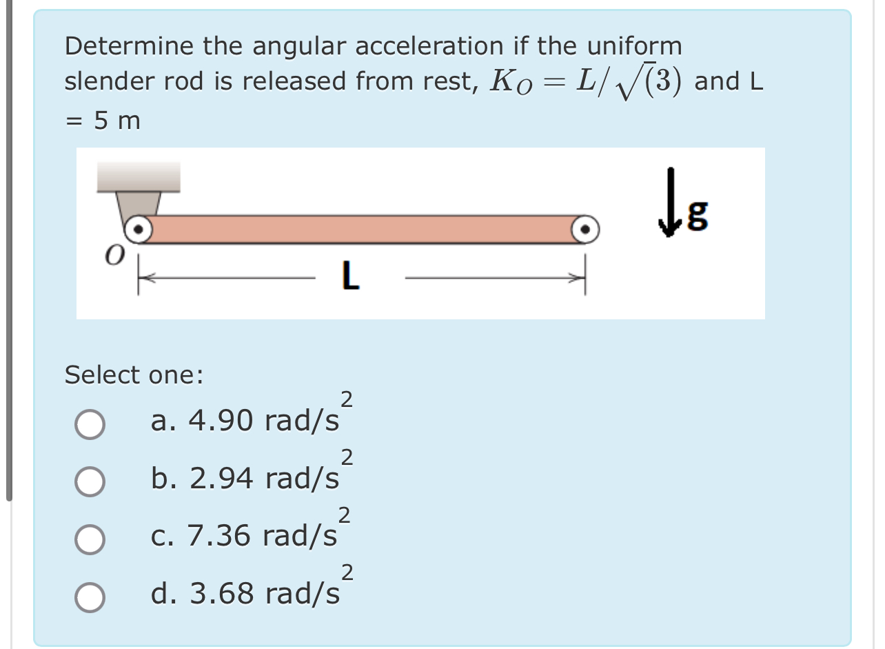 Solved Determine the angular acceleration if the uniform | Chegg.com