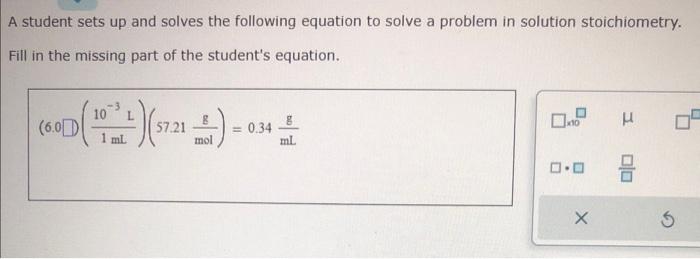Solved A student sets up and solves the following equation | Chegg.com