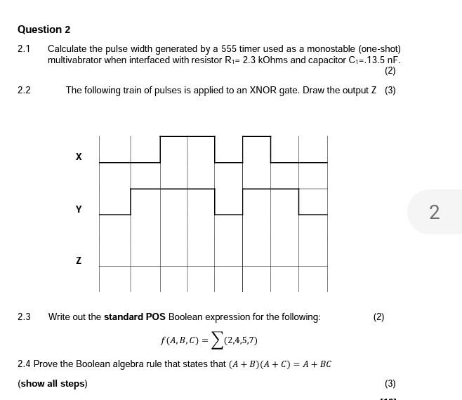 Solved 2.1 Calculate the pulse width generated by a 555 | Chegg.com